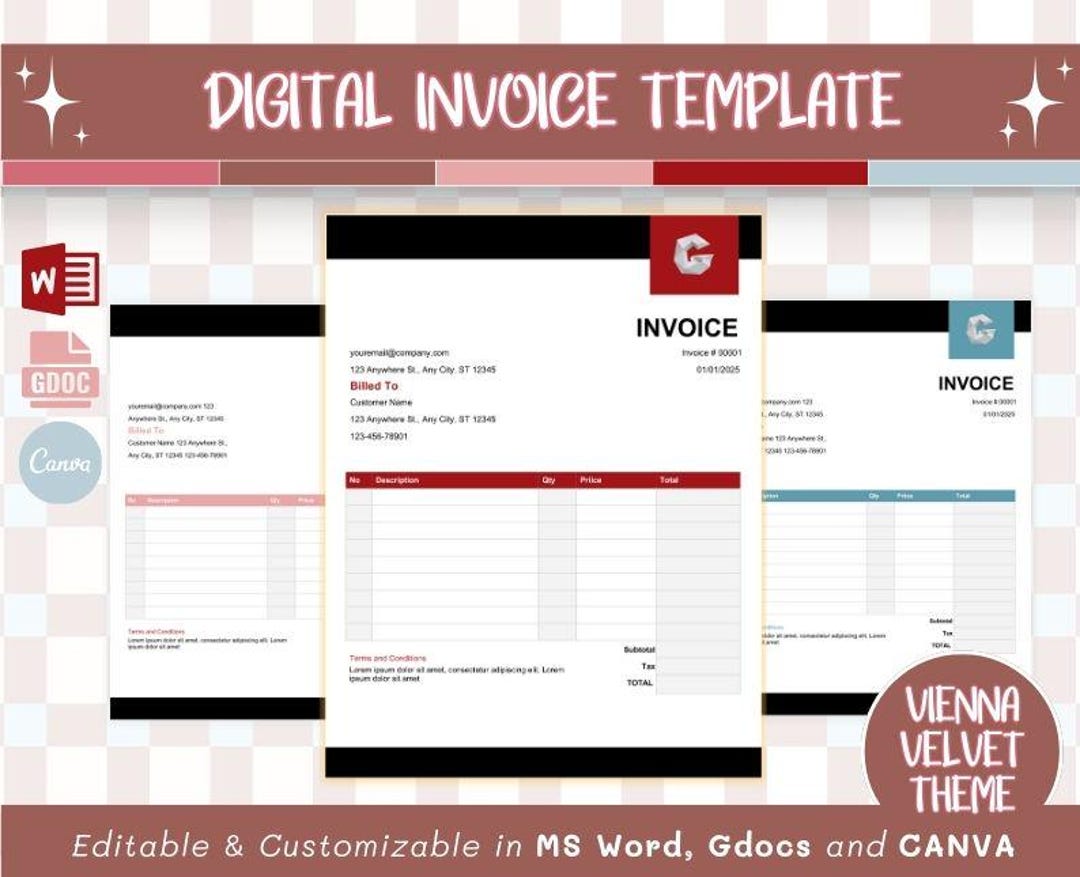 Simple Invoice Templates for Microsoft Word, Google Docs, and Canva ...