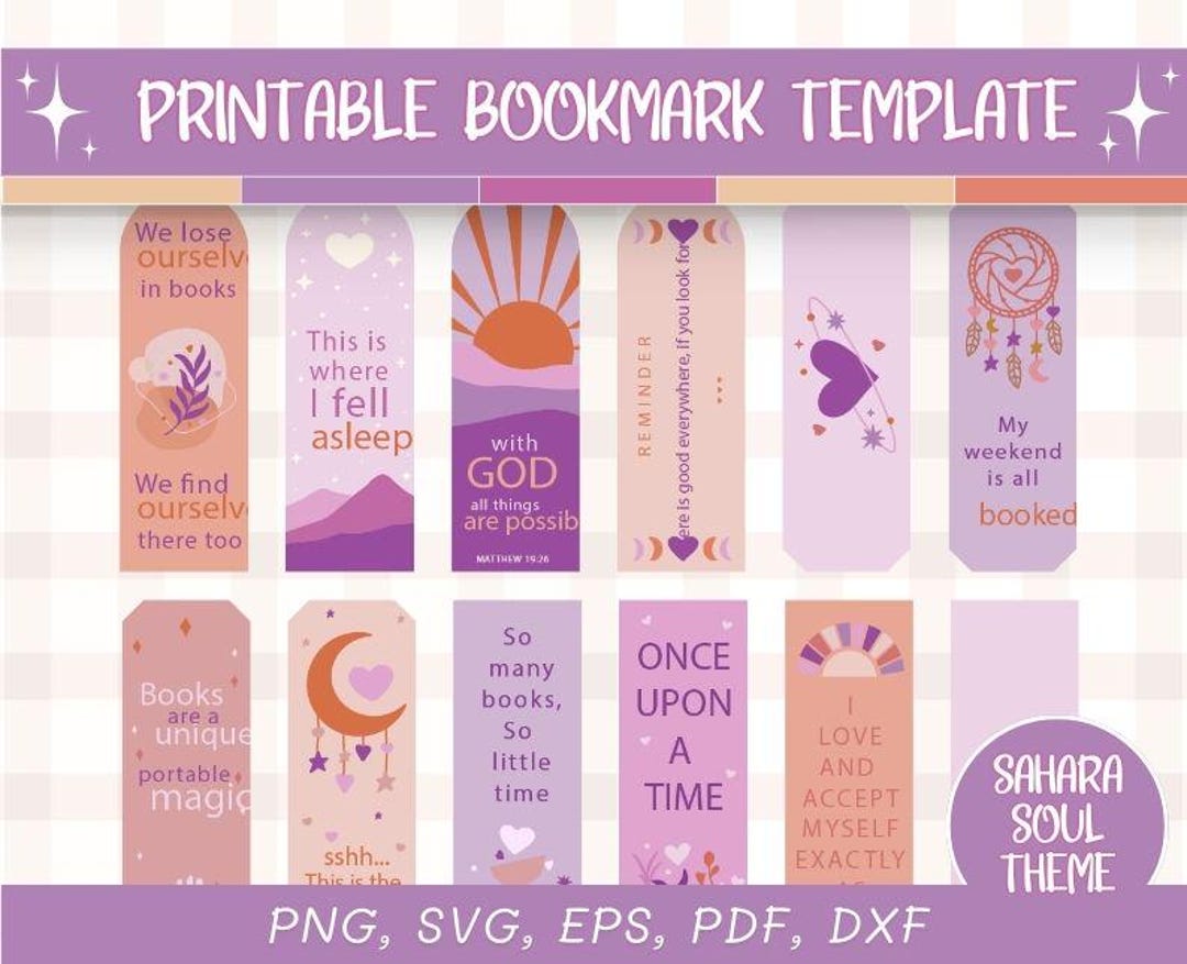 Printable Circut 2x6 Bookmark Template, Editable Bookmark Template ...