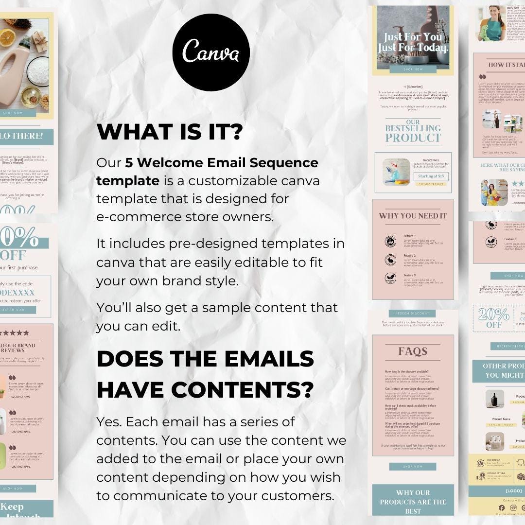 Customizable Canva Welcome Email Sequence Templates for Klaviyo ...