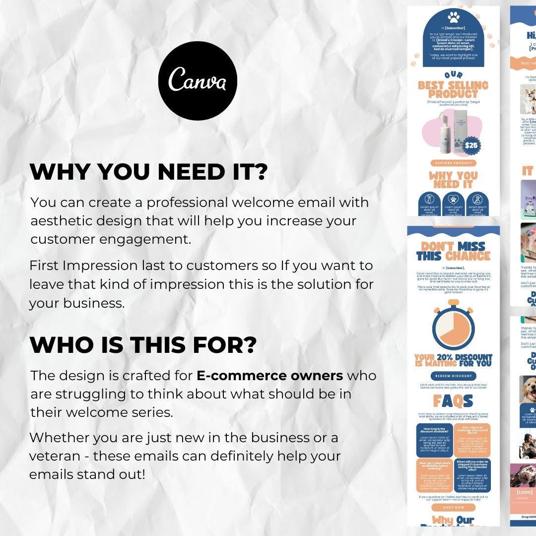 Customizable Canva Welcome Email Sequence Templates for Klaviyo ...