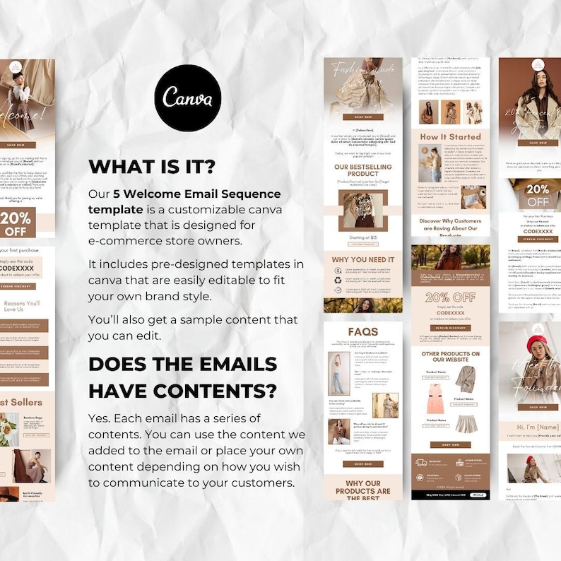 Customizable Canva Fashion Welcome Email Sequence Templates for Klaviyo ...