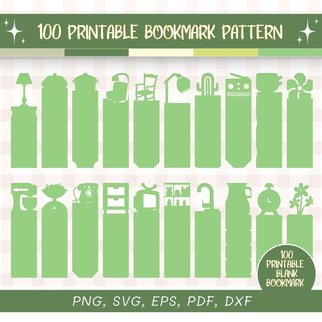 Botanical & Home Items Printable Blank Bookmark Template | Bookmark Svg ...