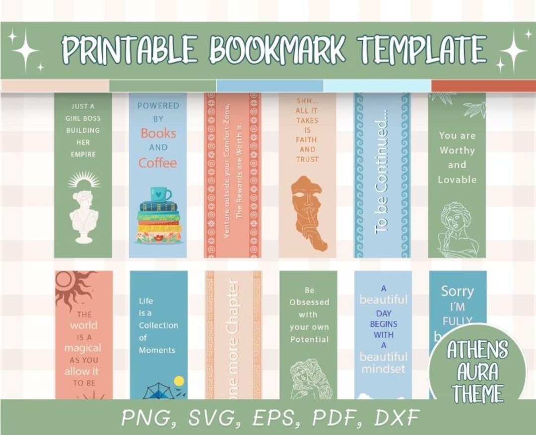 Printable Circut 2x6 Bookmark Template, Editable Bookmark Template ...