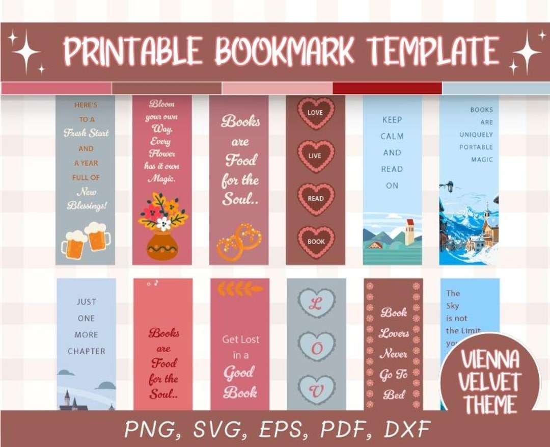 Printable Circut 2x6 Bookmark Template, Editable Bookmark Template ...