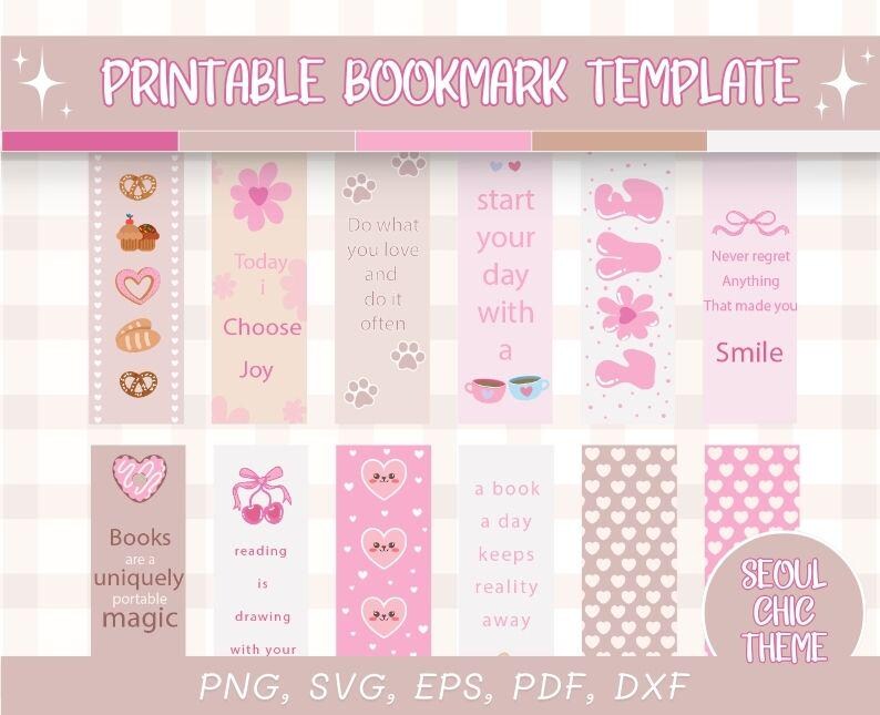 Printable Circut 2x6 Bookmark Template, Editable Bookmark Template ...