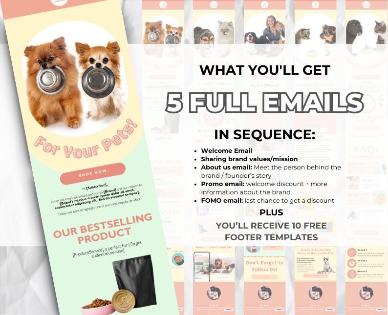 Editable Pet Food Welcome Email Sequence Template for Klaviyo Mailchimp ...
