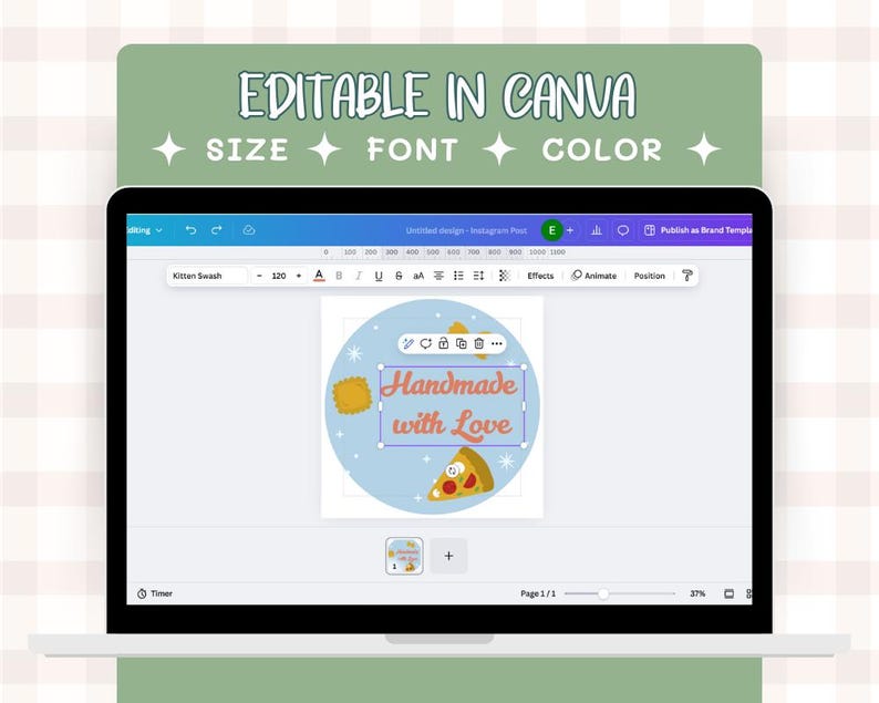 Digital Editable Canva Sticker Template, Circle Sticker Packaging for ...