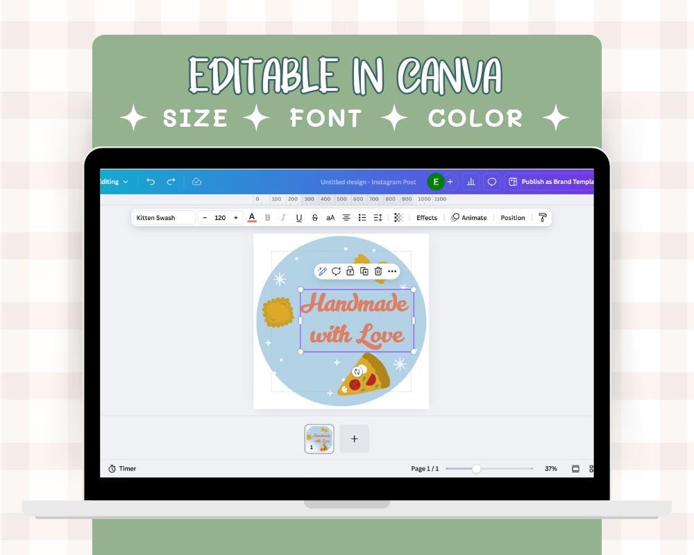 Digital Editable Canva Sticker Template, Circle Sticker Packaging for ...