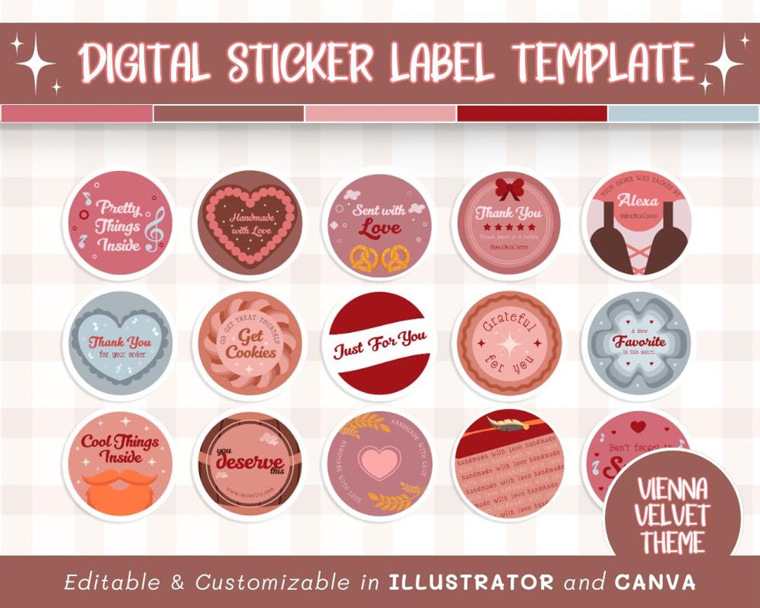 Digital Editable Canva Sticker Template, Circle Sticker Packaging for ...