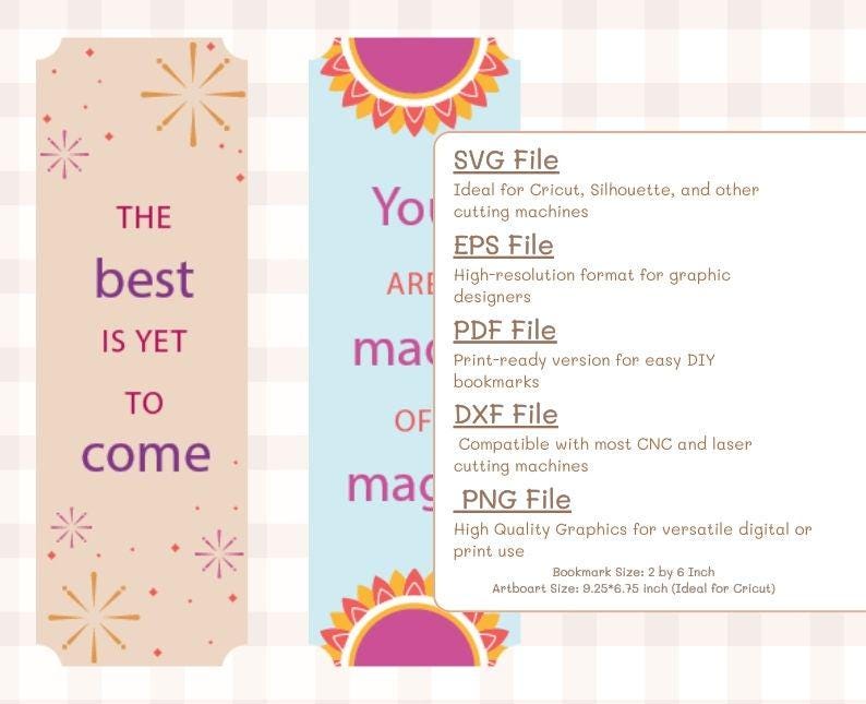 Printable Circut 2x6 Bookmark Template, Editable Bookmark Template ...