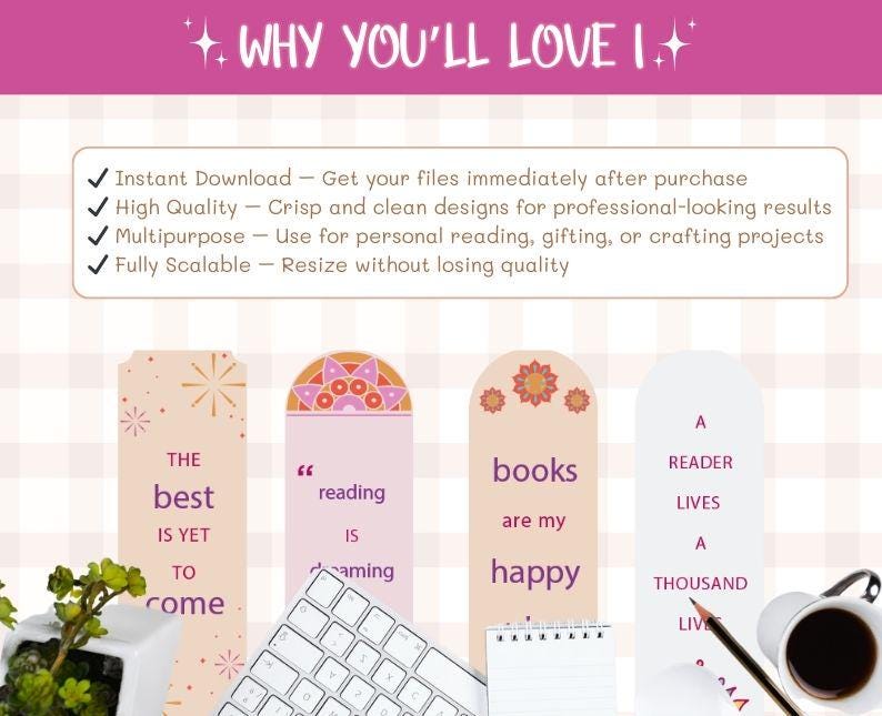Printable Circut 2x6 Bookmark Template, Editable Bookmark Template ...