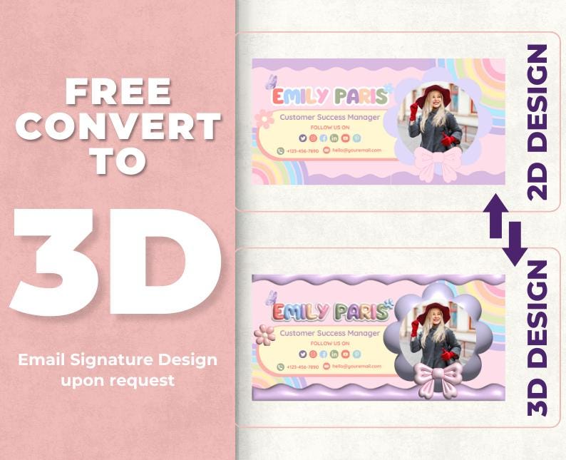 Editable Pastel Email Signature Template for Gmail and Outlook Ideal ...