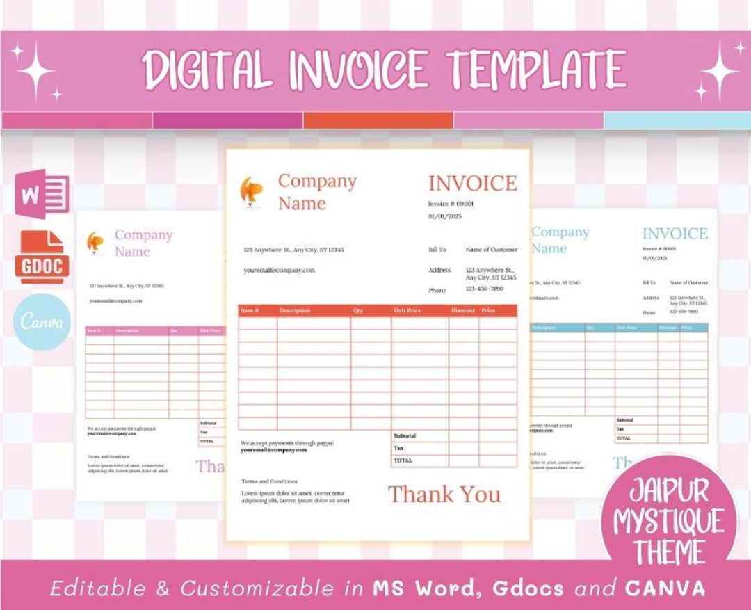 Simple Invoice Templates for Microsoft Word, Google Docs, and Canva ...