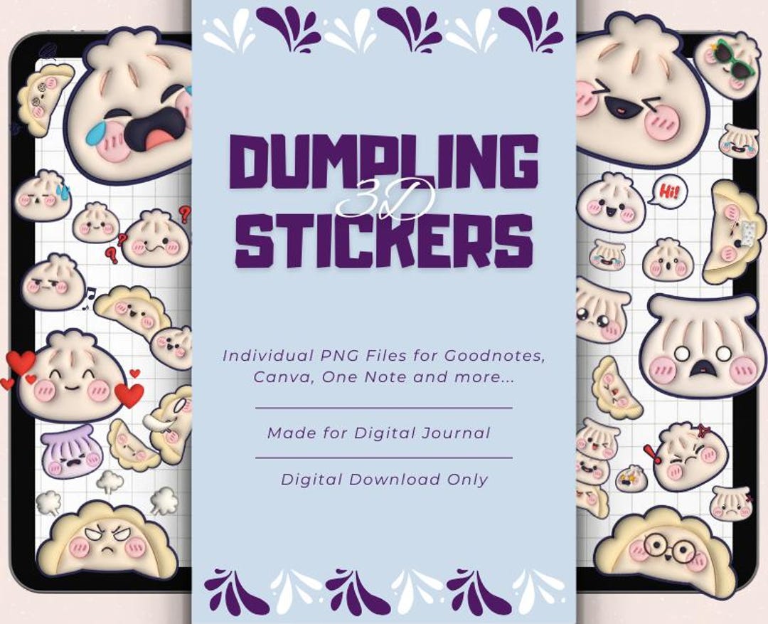 3D Dumpling Digital Sticker Pack for Daily or Monthly Planner Stickers ...