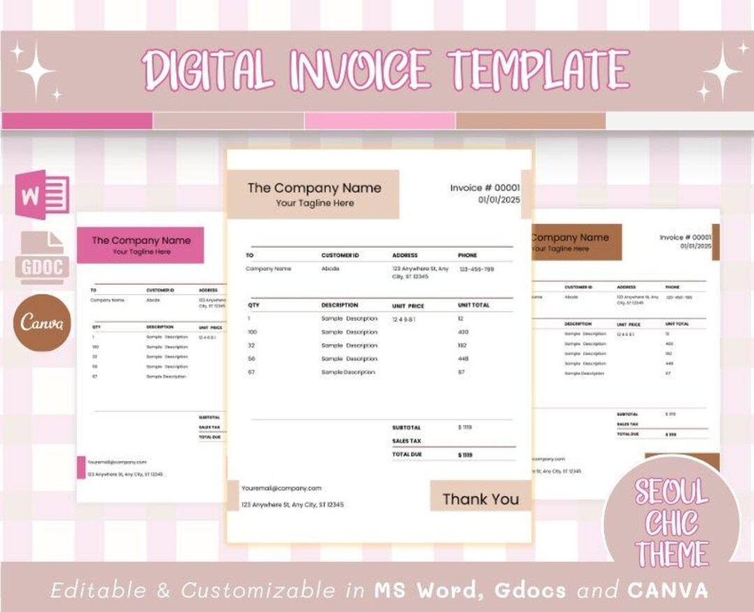 Simple Invoice Templates for Microsoft Word, Google Docs, and Canva ...