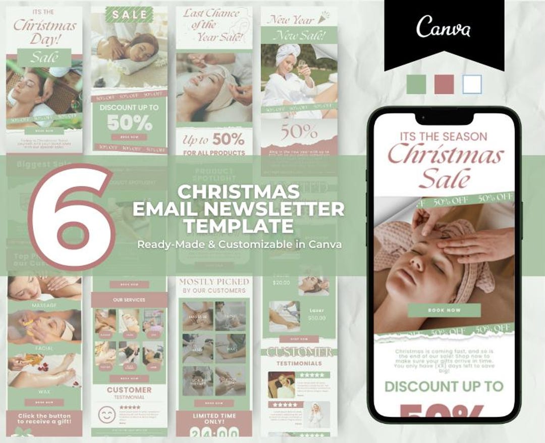 Editable Esthetician Christmas Canva Email Template for Klaviyo ...