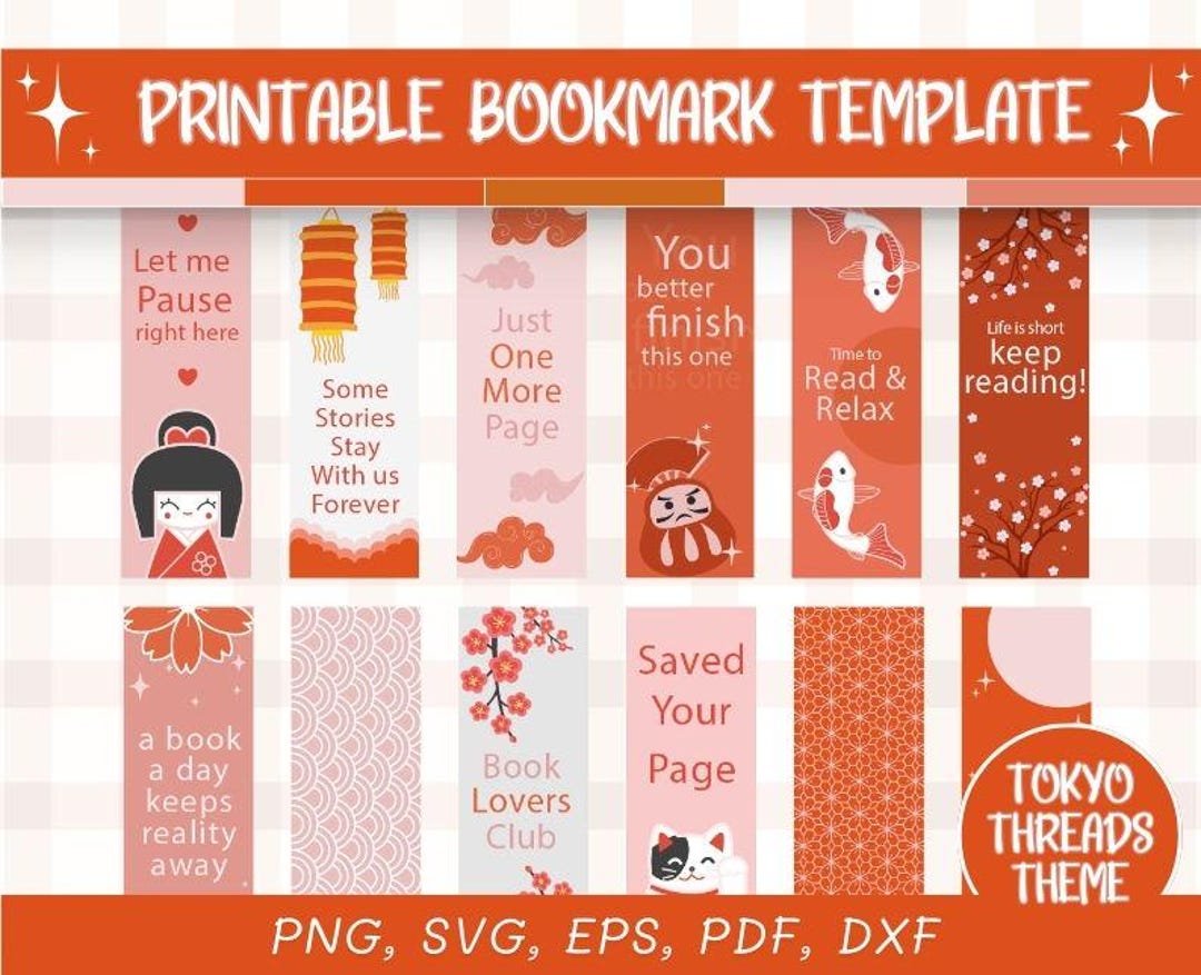 Printable Circut 2x6 Bookmark Template, Editable Bookmark Template ...