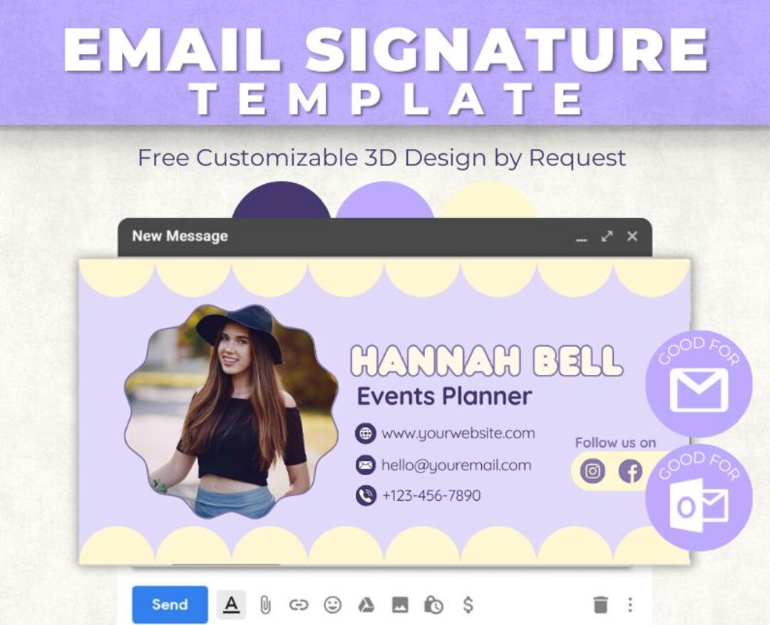 Editable Simple Email Signature Template for Gmail and Outlook Ideal ...