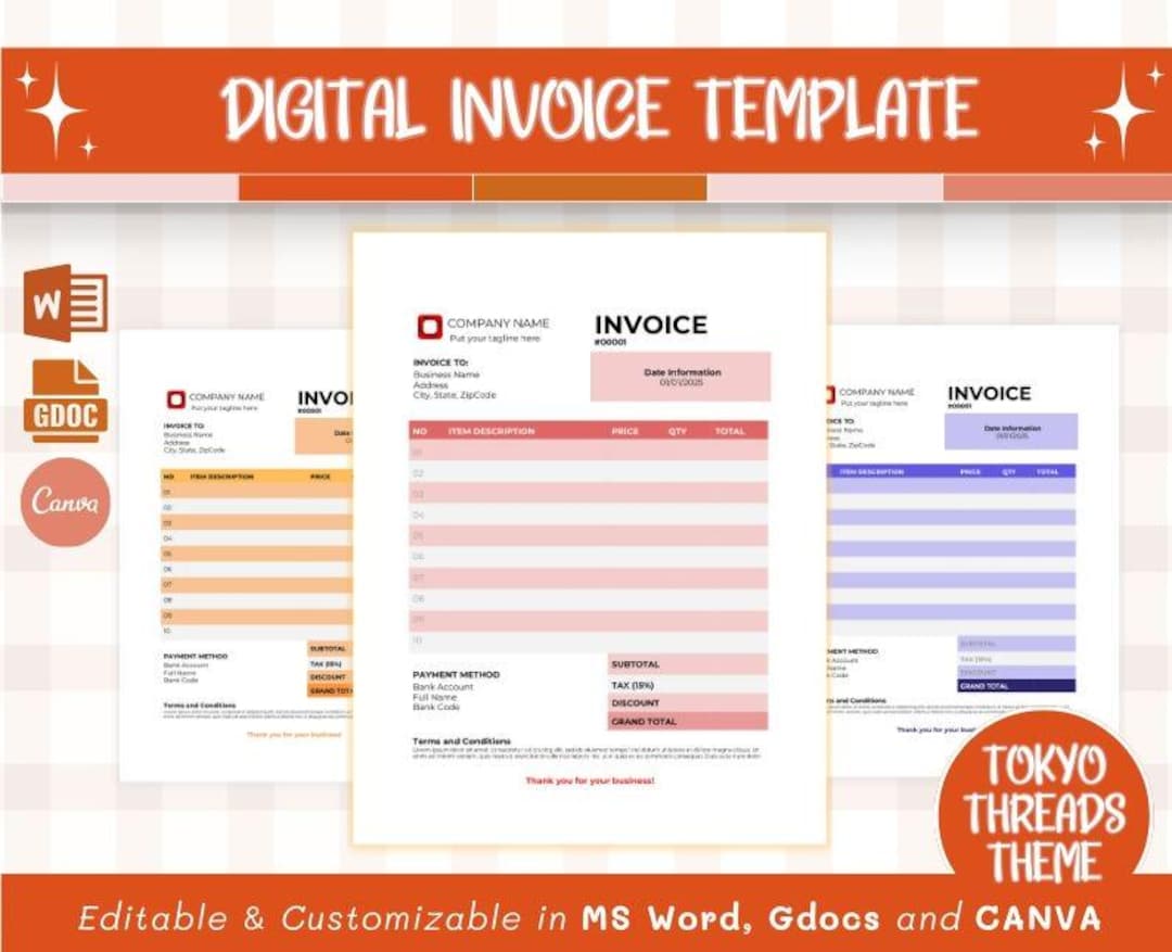 Simple Invoice Templates for Microsoft Word, Google Docs, and Canva ...