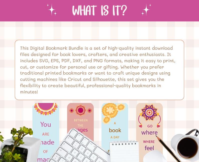 Printable Circut 2x6 Bookmark Template, Editable Bookmark Template ...
