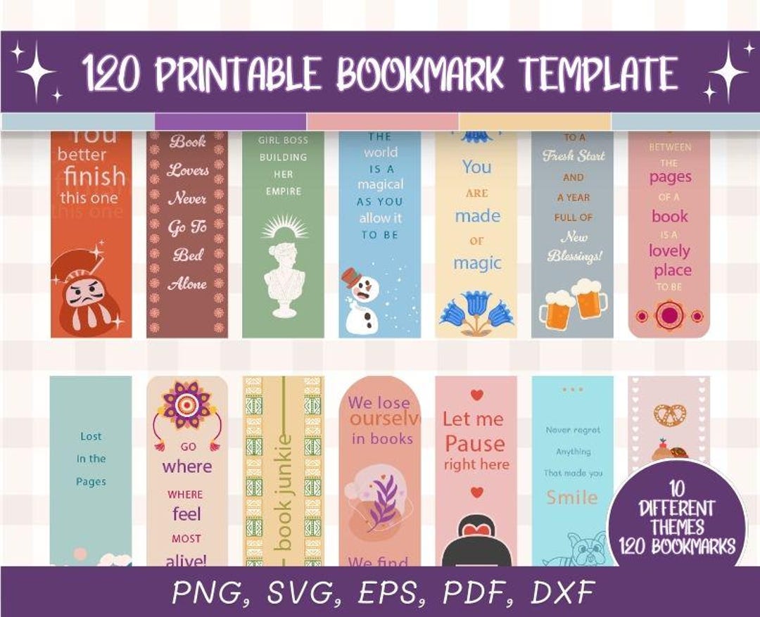 Printable Circut 2x6 Bookmark Template, Editable Bookmark Template ...