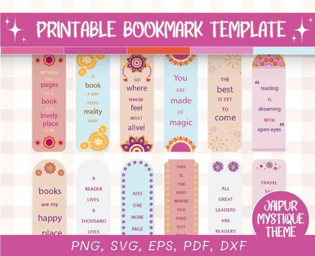 Printable Circut 2x6 Bookmark Template, Editable Bookmark Template ...