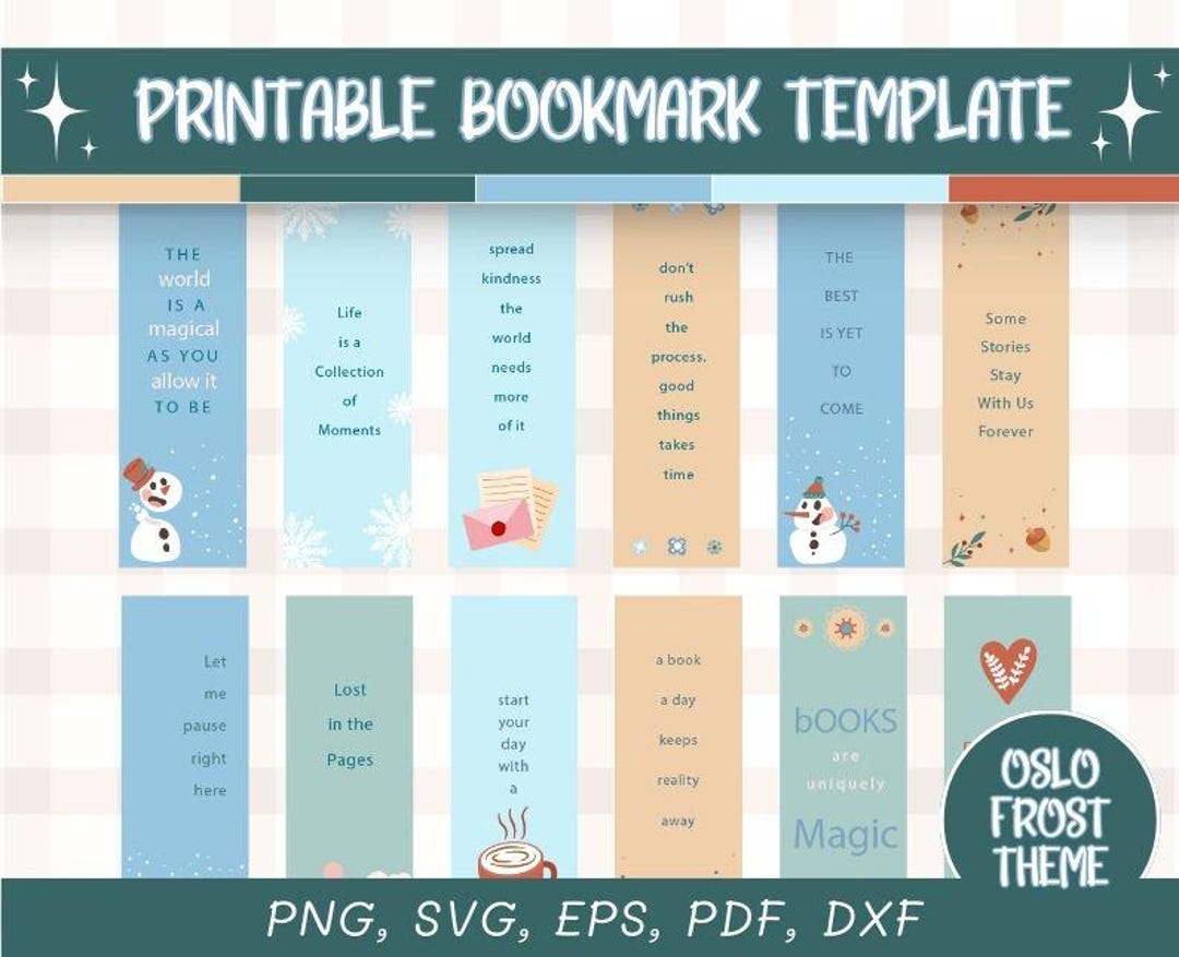 Printable Circut 2x6 Bookmark Template, Editable Bookmark Template ...