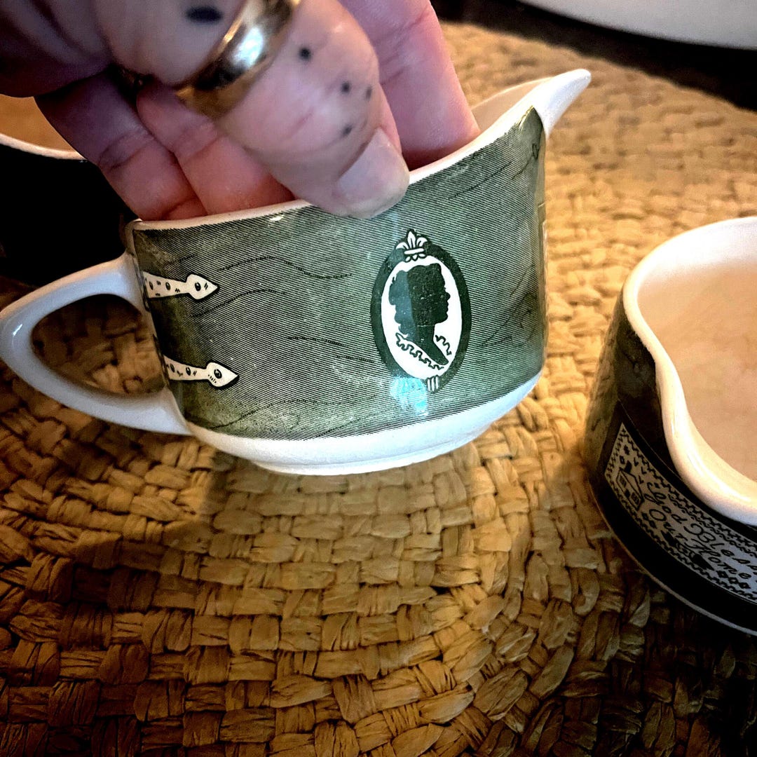 Colonial Homestead Green by Royal Dinnerware 3.25” Cream Milk Pitcher ...