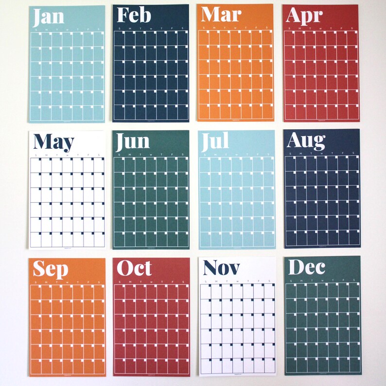 Large Monthly Wall Calendar: 12 Month Jumbo Calendar 11x17 Inches - Etsy