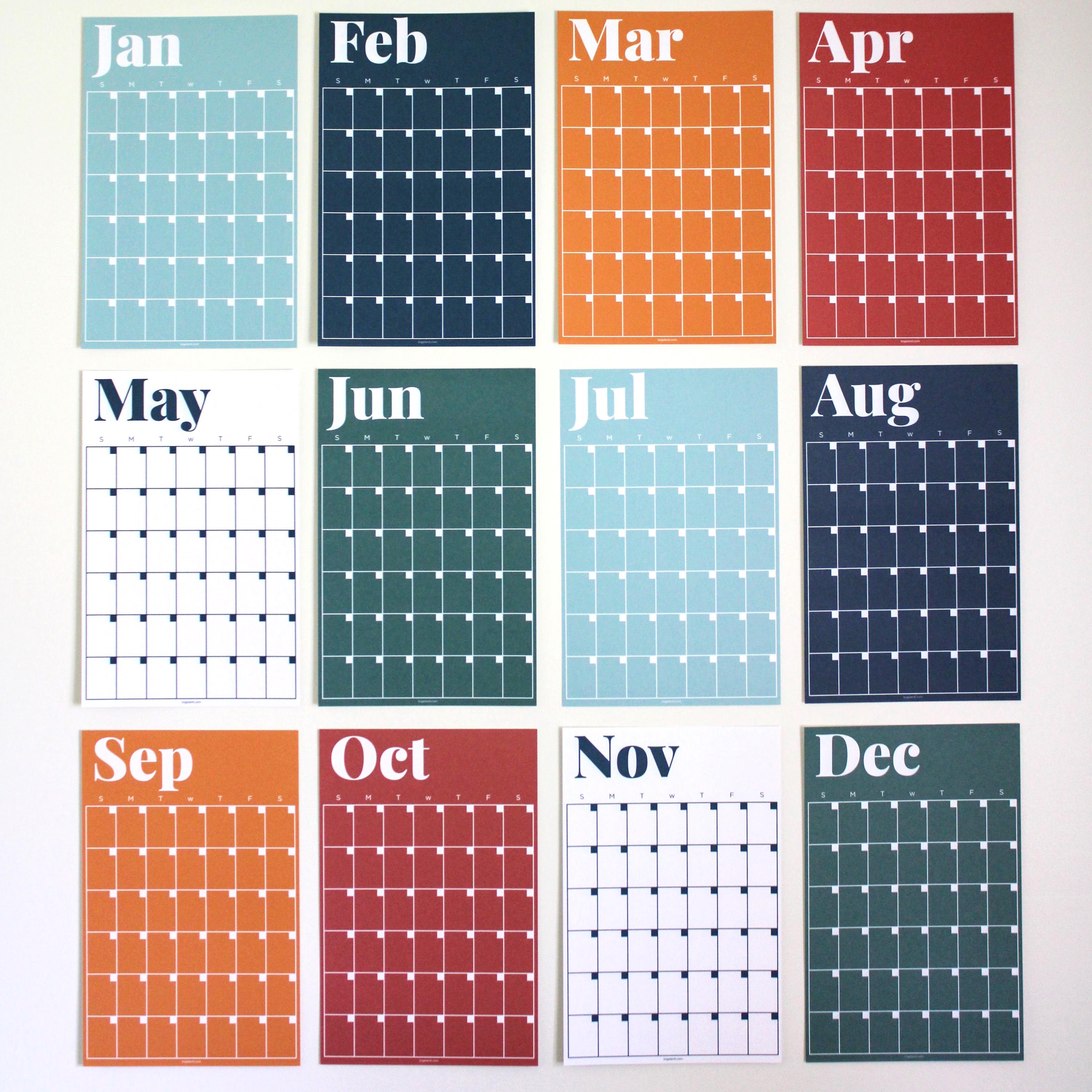 Large Monthly Wall Calendar: 12 Month Jumbo Calendar 11x17 Inches - Etsy