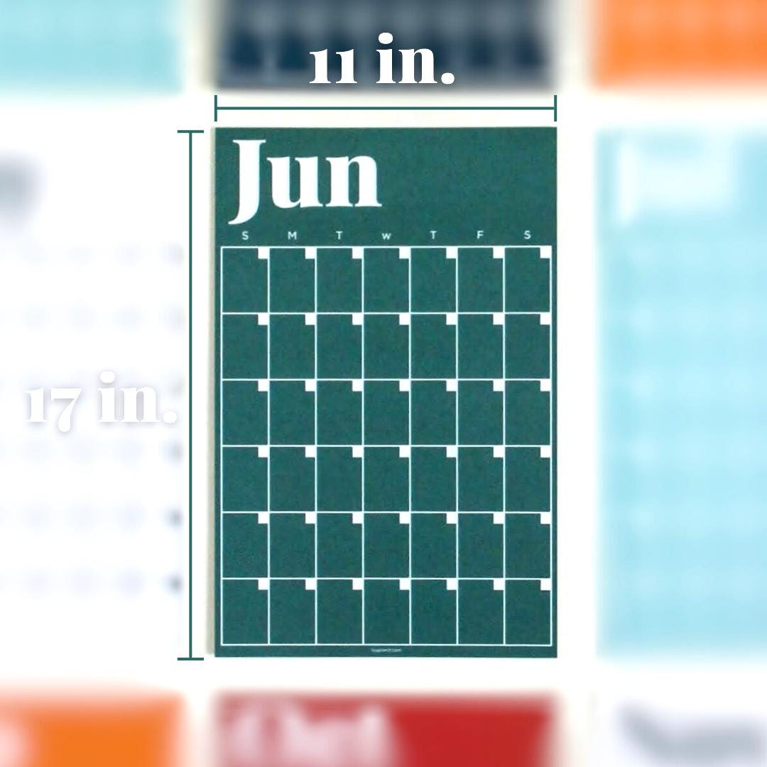 Large Monthly Wall Calendar: 12 Month Jumbo Calendar (11x17 Inches) - Etsy