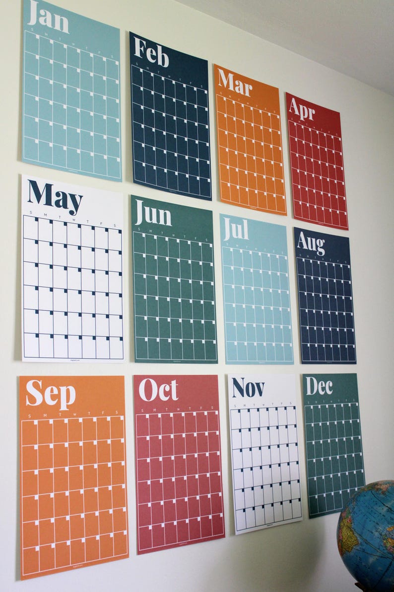 Large Monthly Wall Calendar: 12 Month Jumbo Calendar 11x17 Inches - Etsy