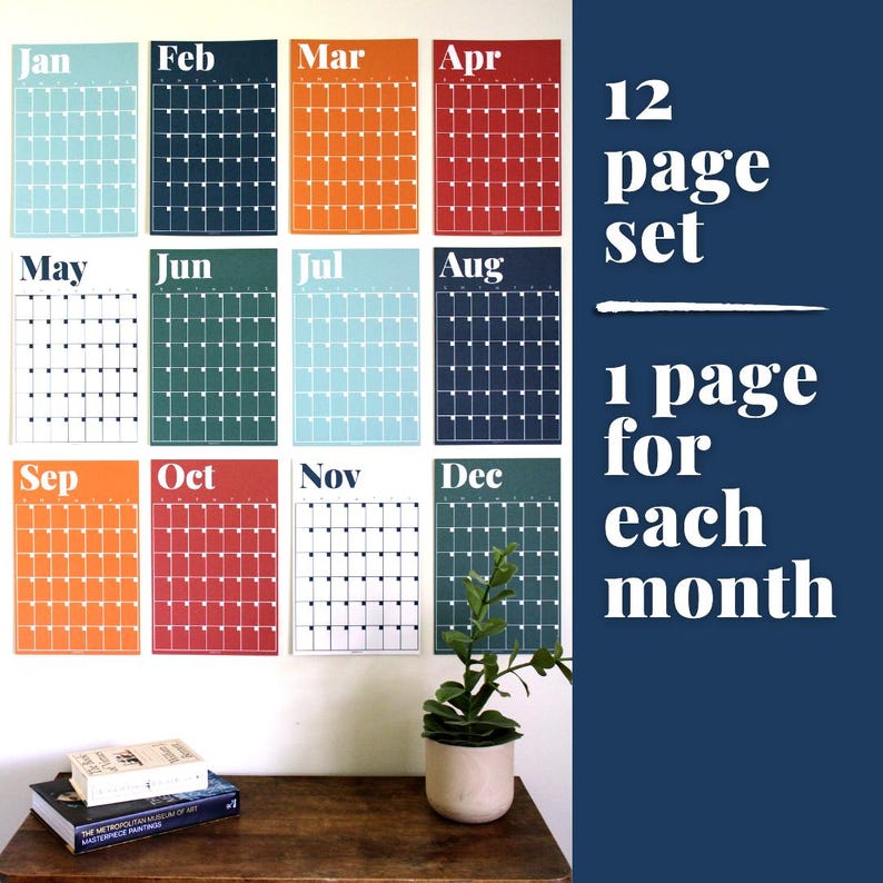 Large Monthly Wall Calendar: 12 Month Jumbo Calendar (11x17 Inches) - Etsy