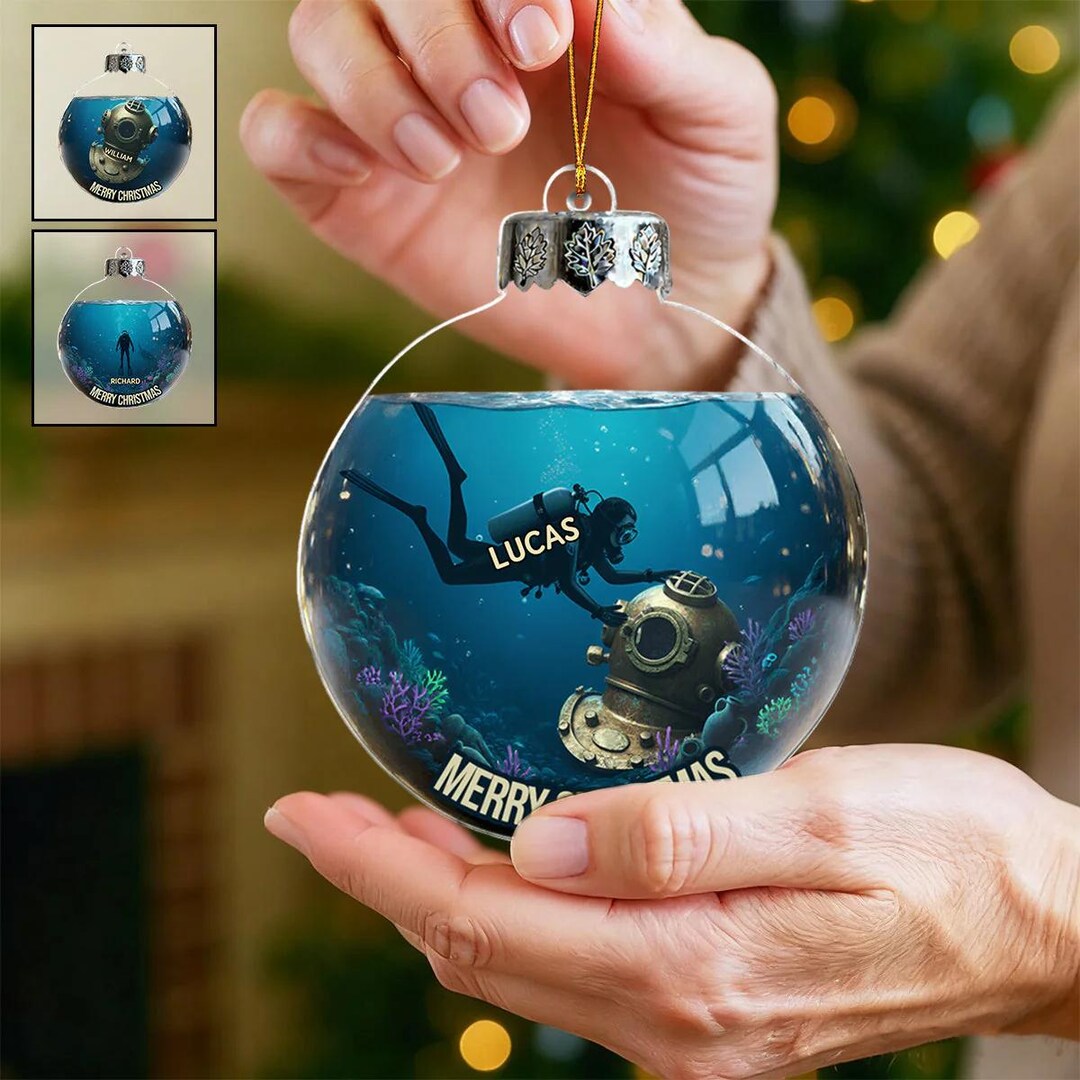 Diving Home for Christmas Custom Acrylic Ornament, Scuba Diving ...