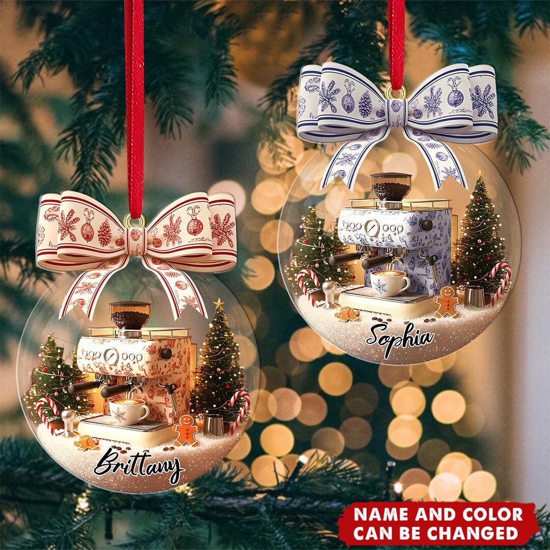 Coffee Machine Christmas Custom Acrylic Flat Ornament, Coffee Maker ...