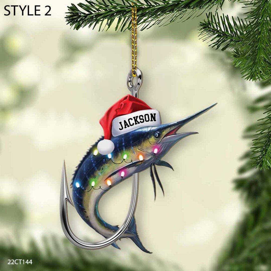 Bass Fishing Custom Fishing Christmas Flat Ornament Bass Fish Ornaments ...