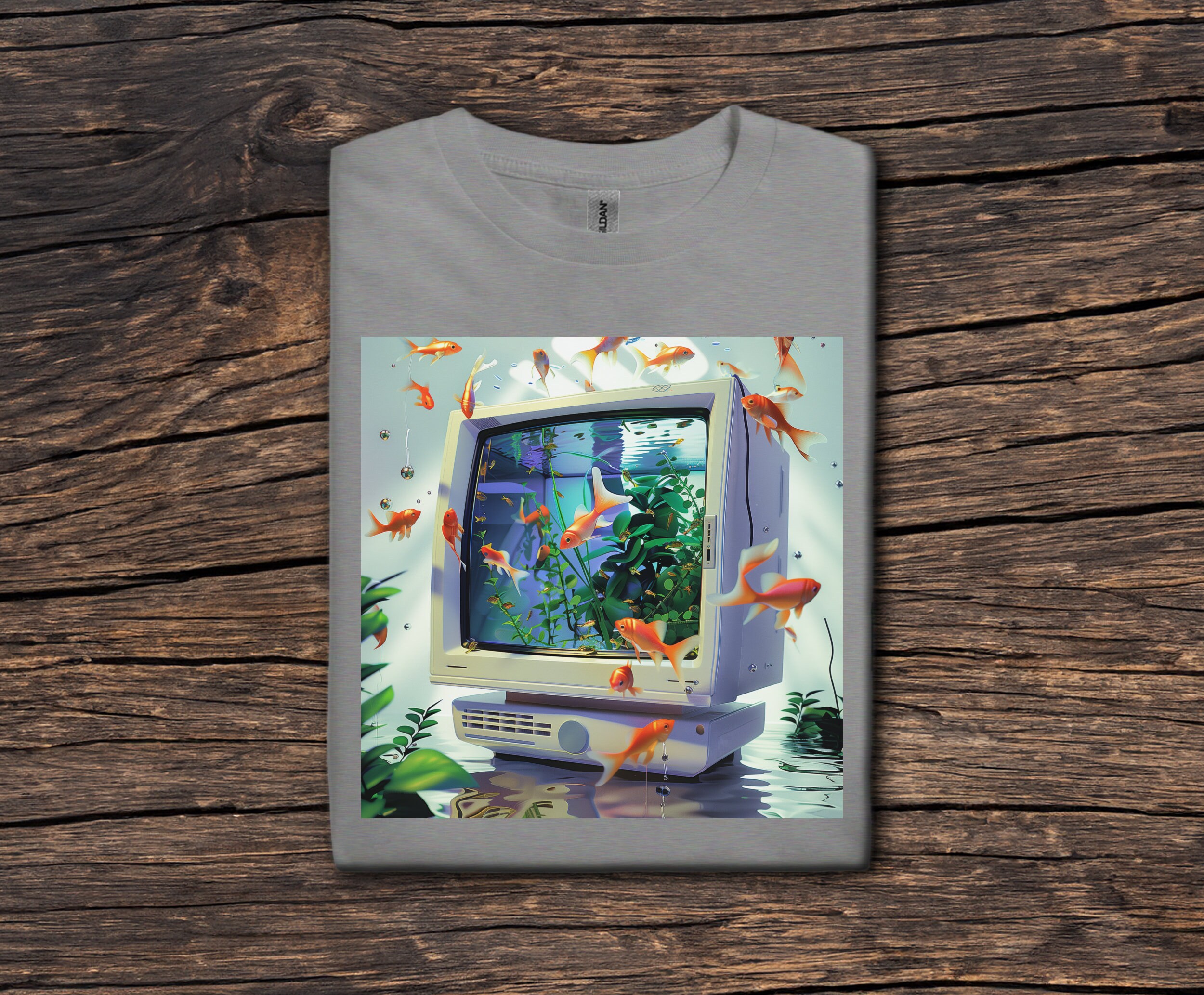 Frutiger Aero Shirt, Old School Computer, Fish Tank, Vintage Design ...