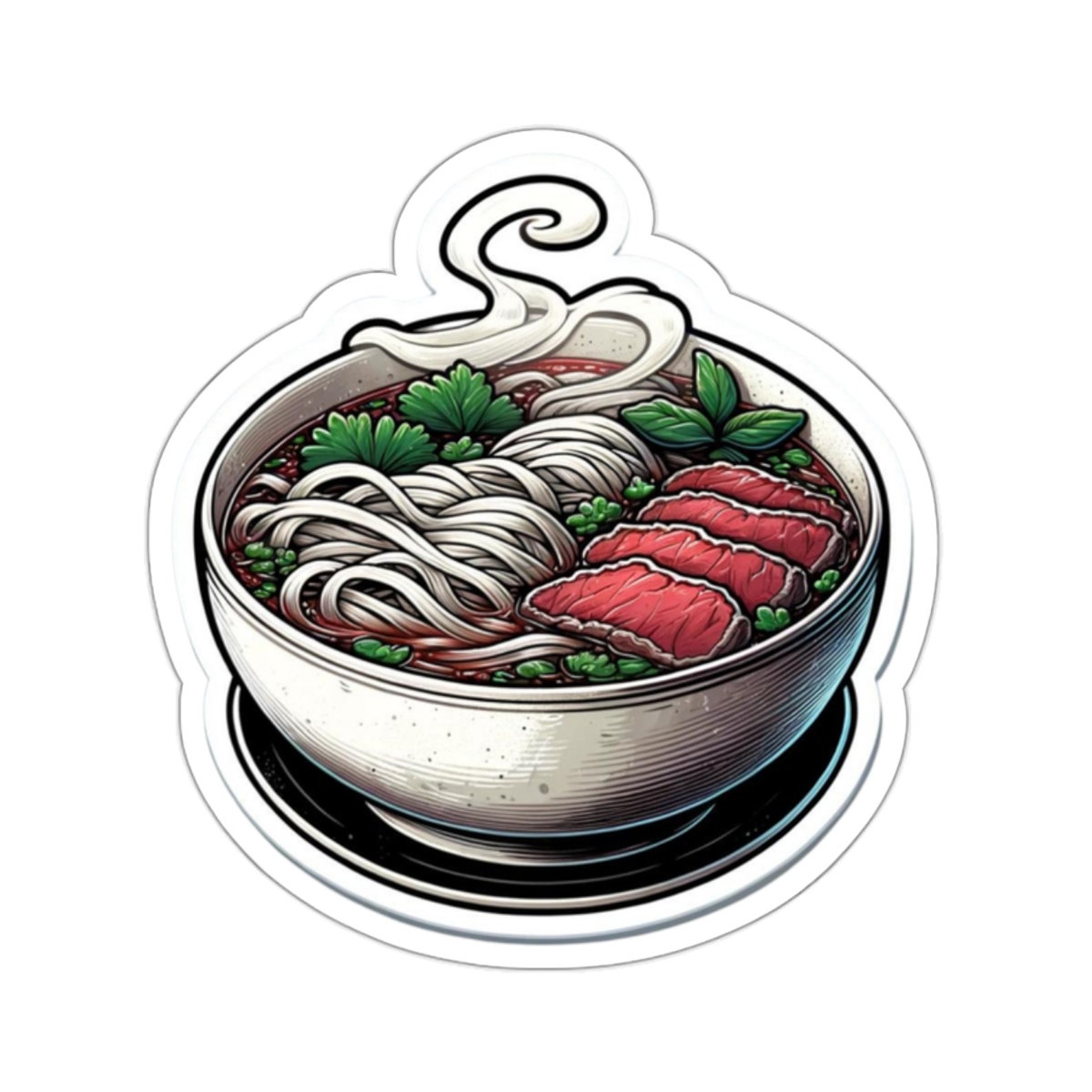 Delicious Steamy Pho Sticker, Pho Lovers' Sticker Delight ...