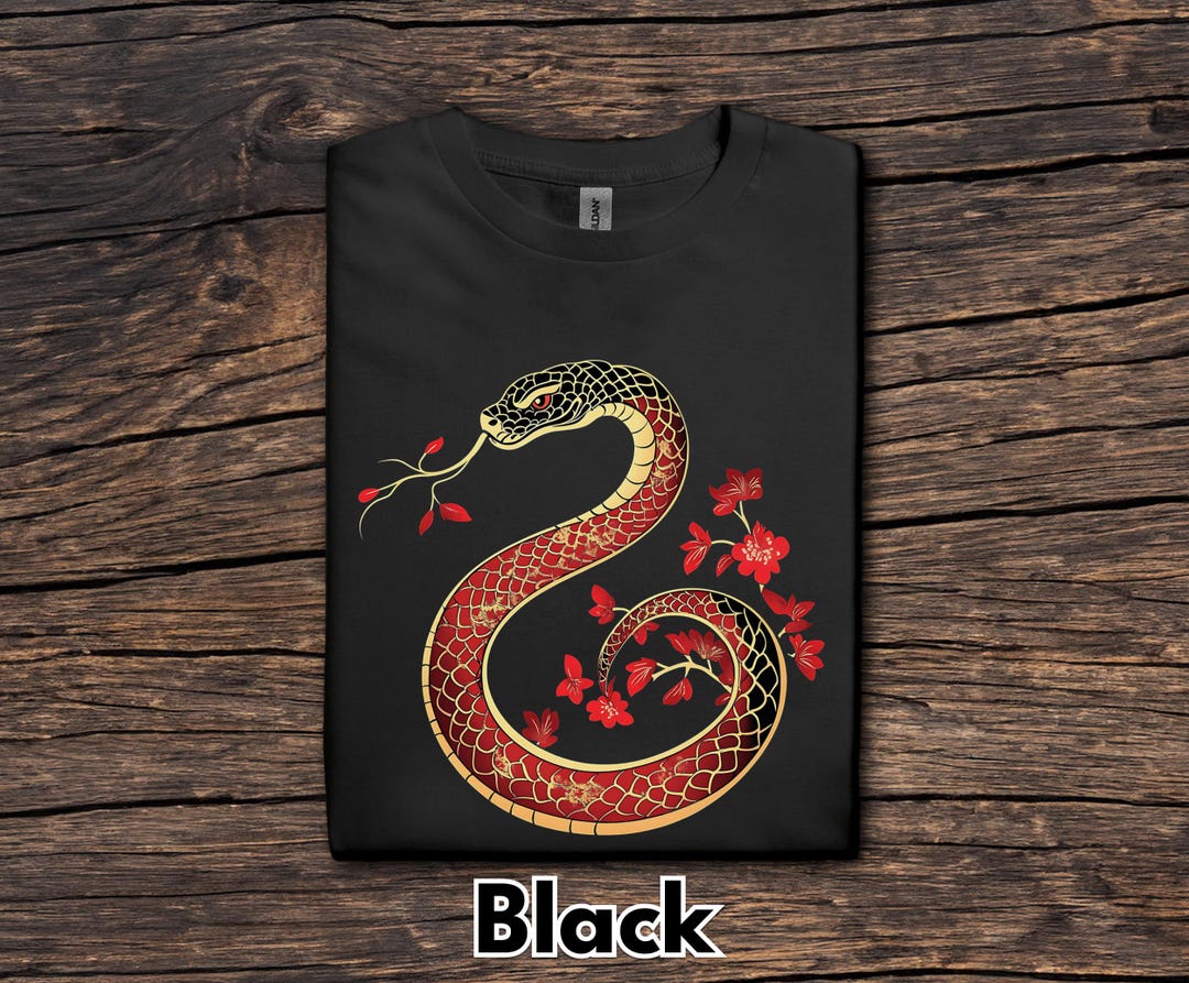 Year of the Snake Shirt, Red Black Gold Snake Design, Chinese New Year ...