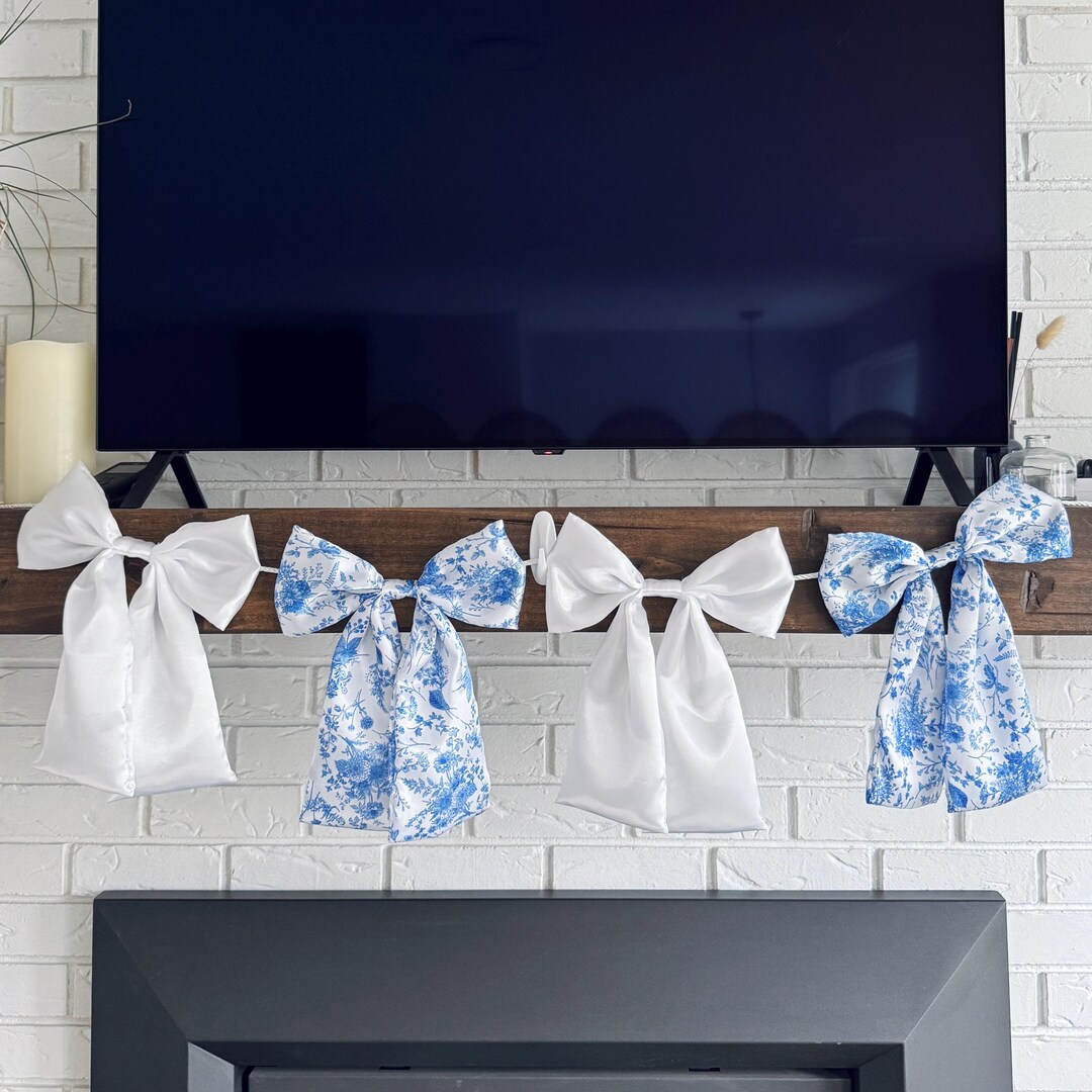 Bow Garland Bridal Shower Bow Decor Garland Satin Bow Bachelorette ...