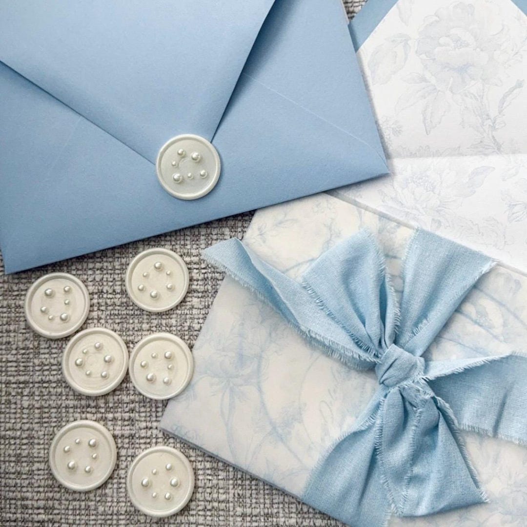 Pearl Wedding Invitation Wax Seal Pearl and Prosecco Bridal Shower ...