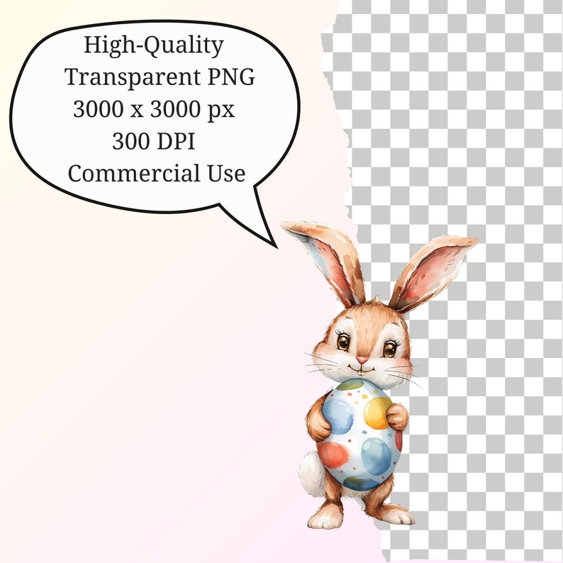 20 Easter Bunny Watercolor Clipart, Easter Egg, Spring Rabbit & Easter ...