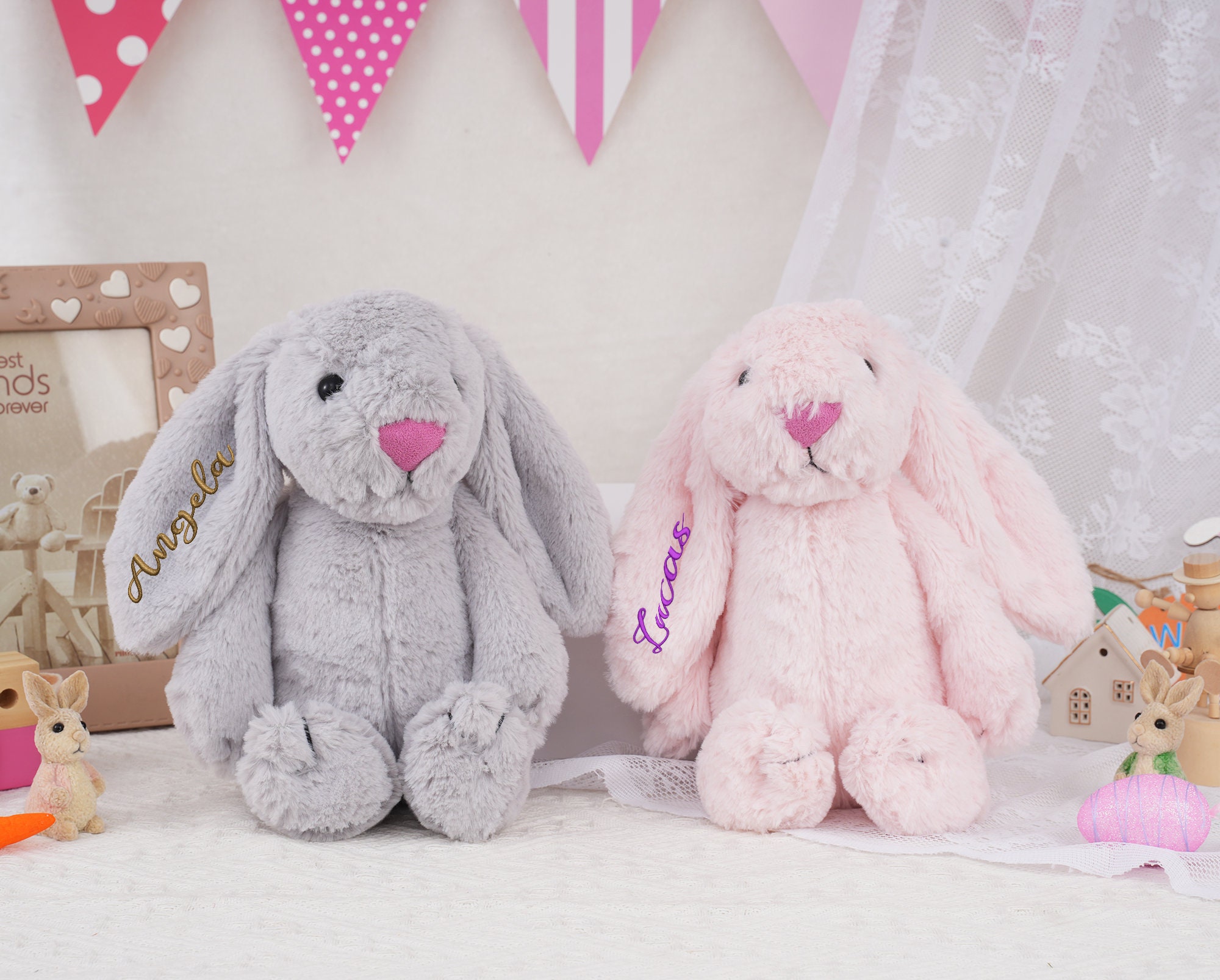 Personalized Embroidered Bunny Rabbit, Custom Bunny Rabbit Plush Toy ...