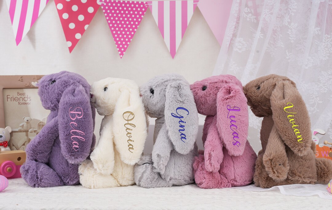 Personalized Embroidered Bunny Rabbit, Custom Bunny Rabbit Plush Toy ...