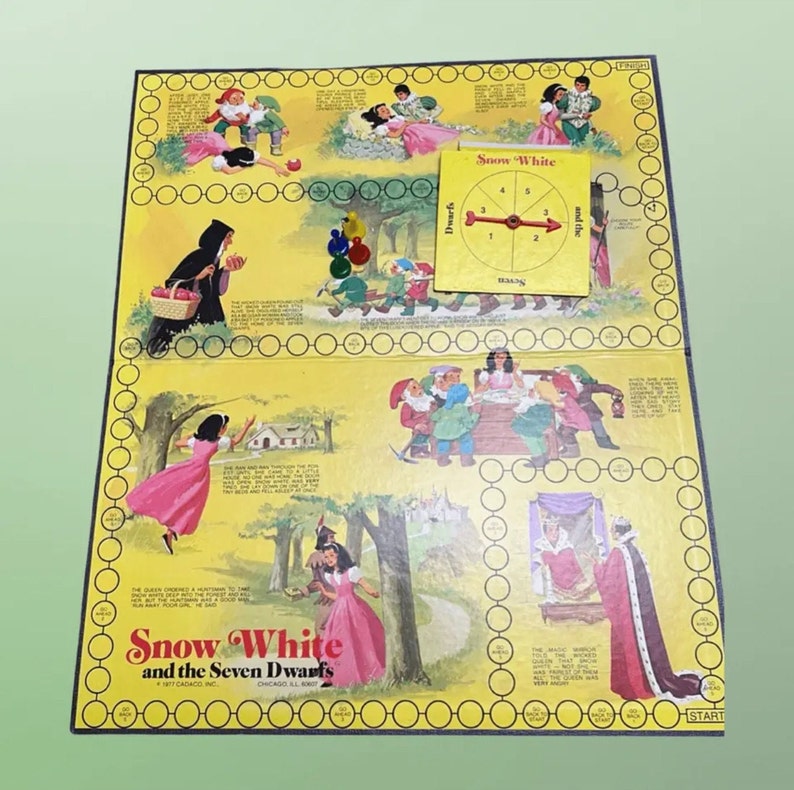 Vintage 1977 Snow White & the Seven Dwarfs Board Game Complete Cadaco ...