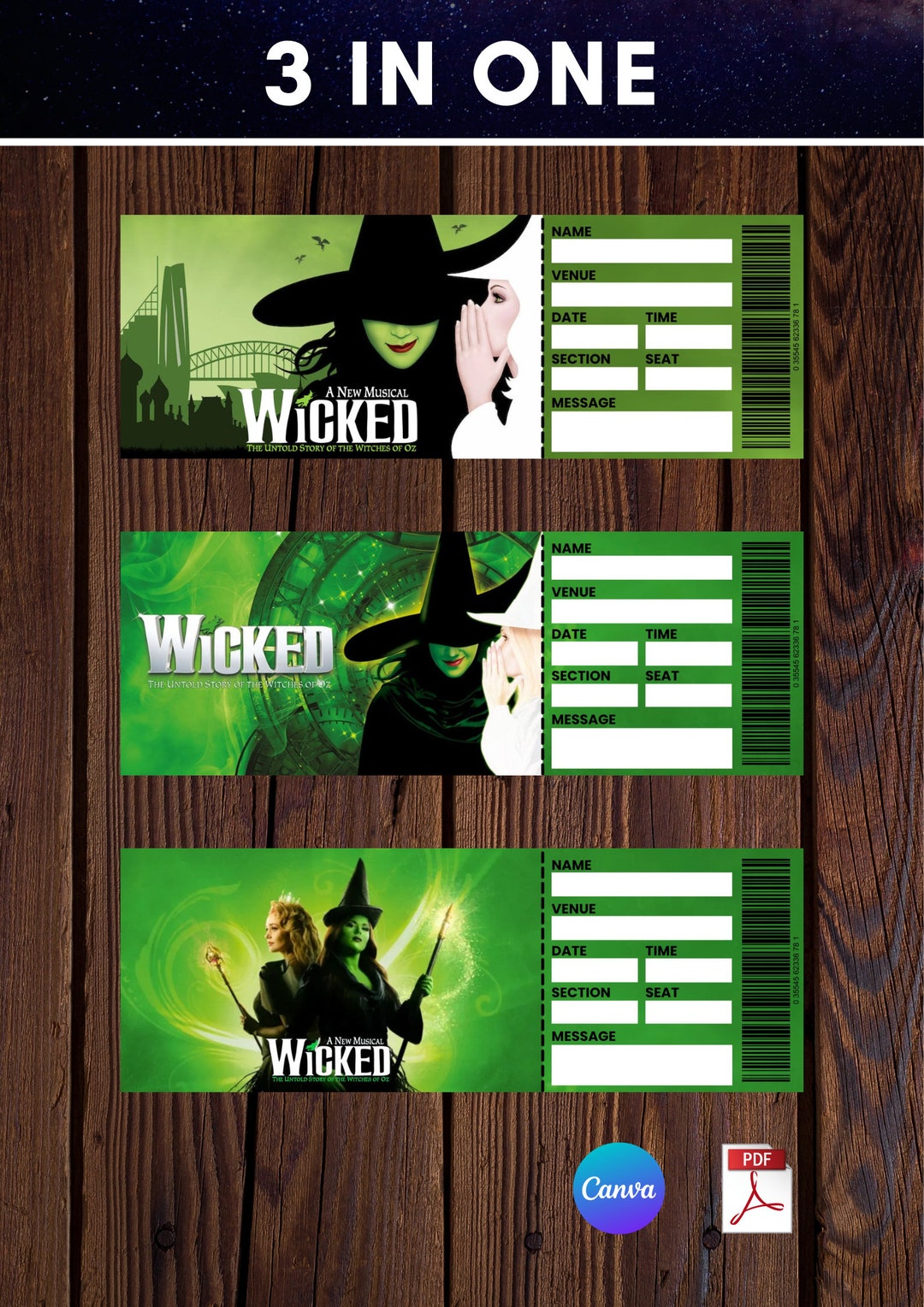 Editable Wicked Broadway Concert Template: the Untold Story of the ...