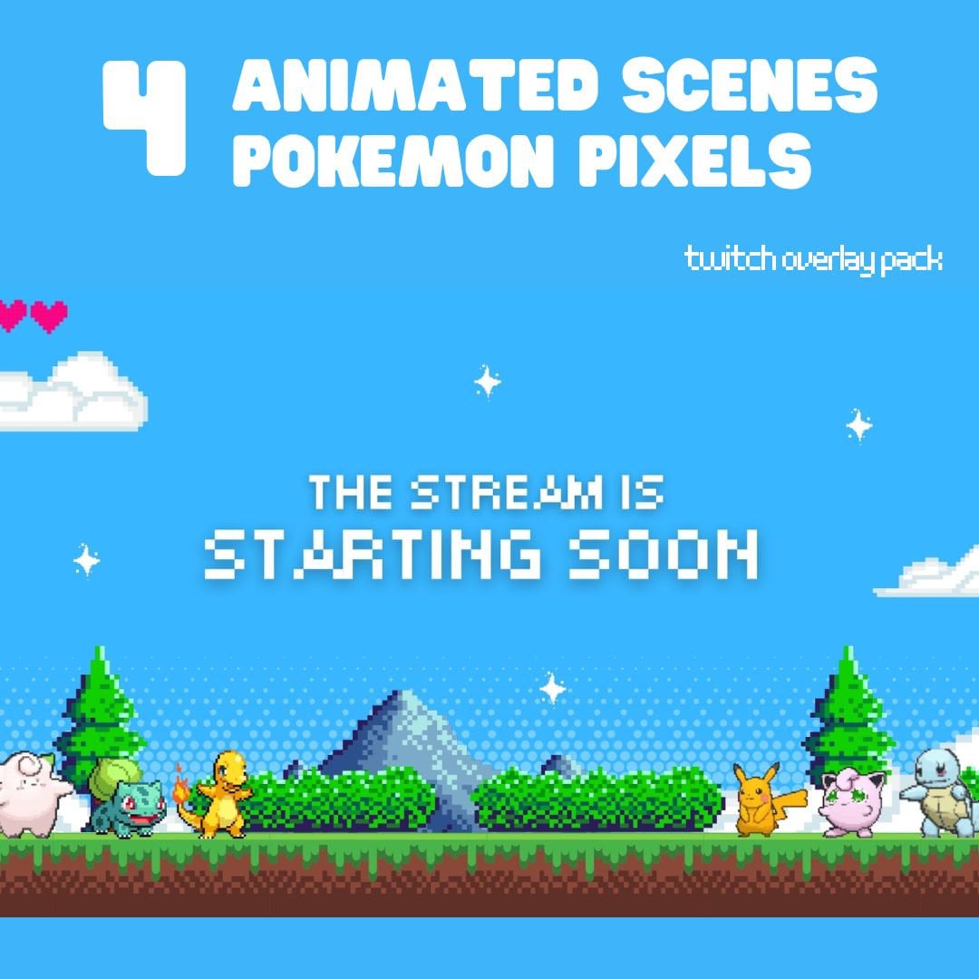 4x Animated Anime Twitch Streams Pokemon Pixels, Pokemon Overlay ...