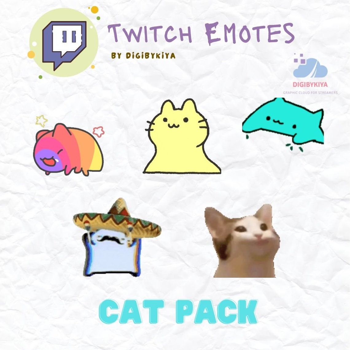 Animated Twitch Emote, Cute and Funny Cat Emote Pack (meme Cat, Mexican ...