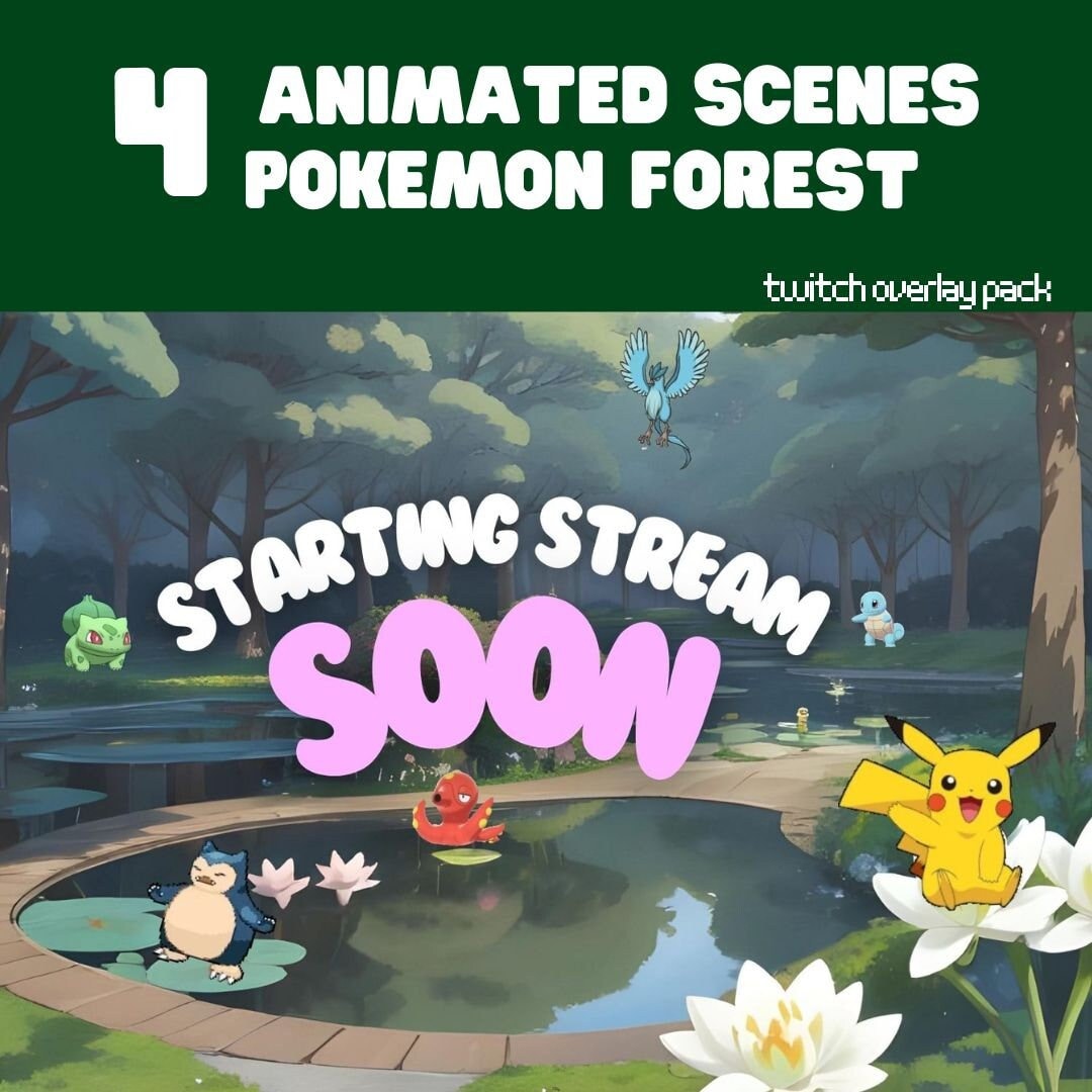 4x Animated Anime Twitch Streams - Pokemon Forest, Pokemon Overlay ...