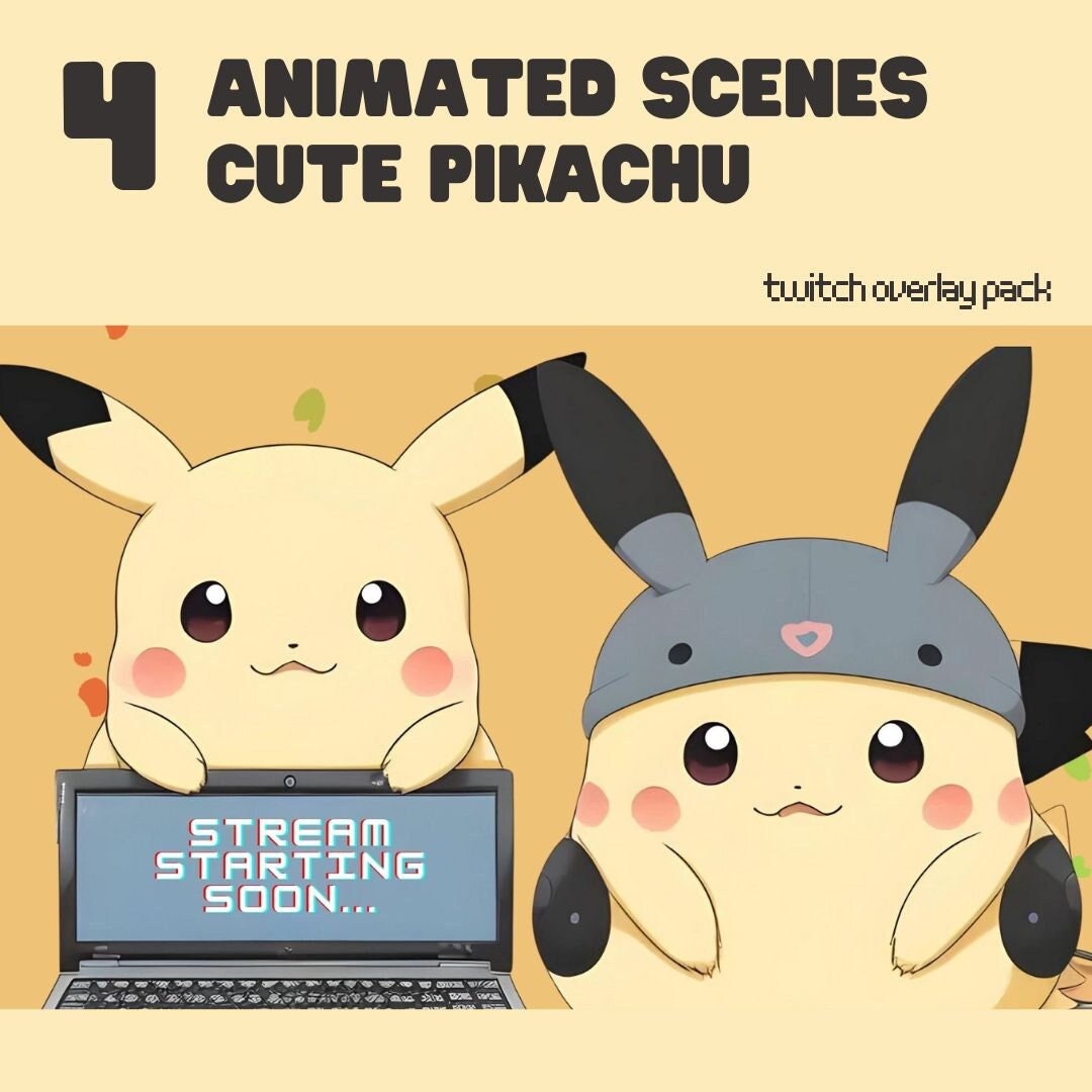 4x Animated Anime Twitch Streams - Cute Pikachu, Pokemon Overlay ...
